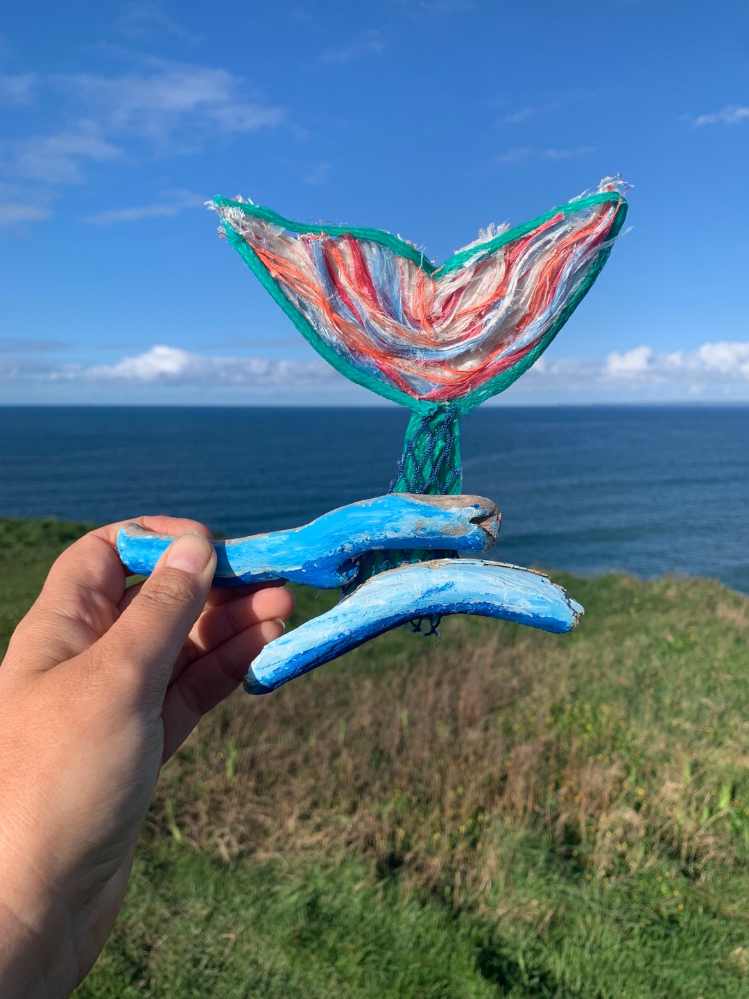 Handmade Upcycled Fishing Rope Mermaid Tail With Driftwood Waves - Etsy