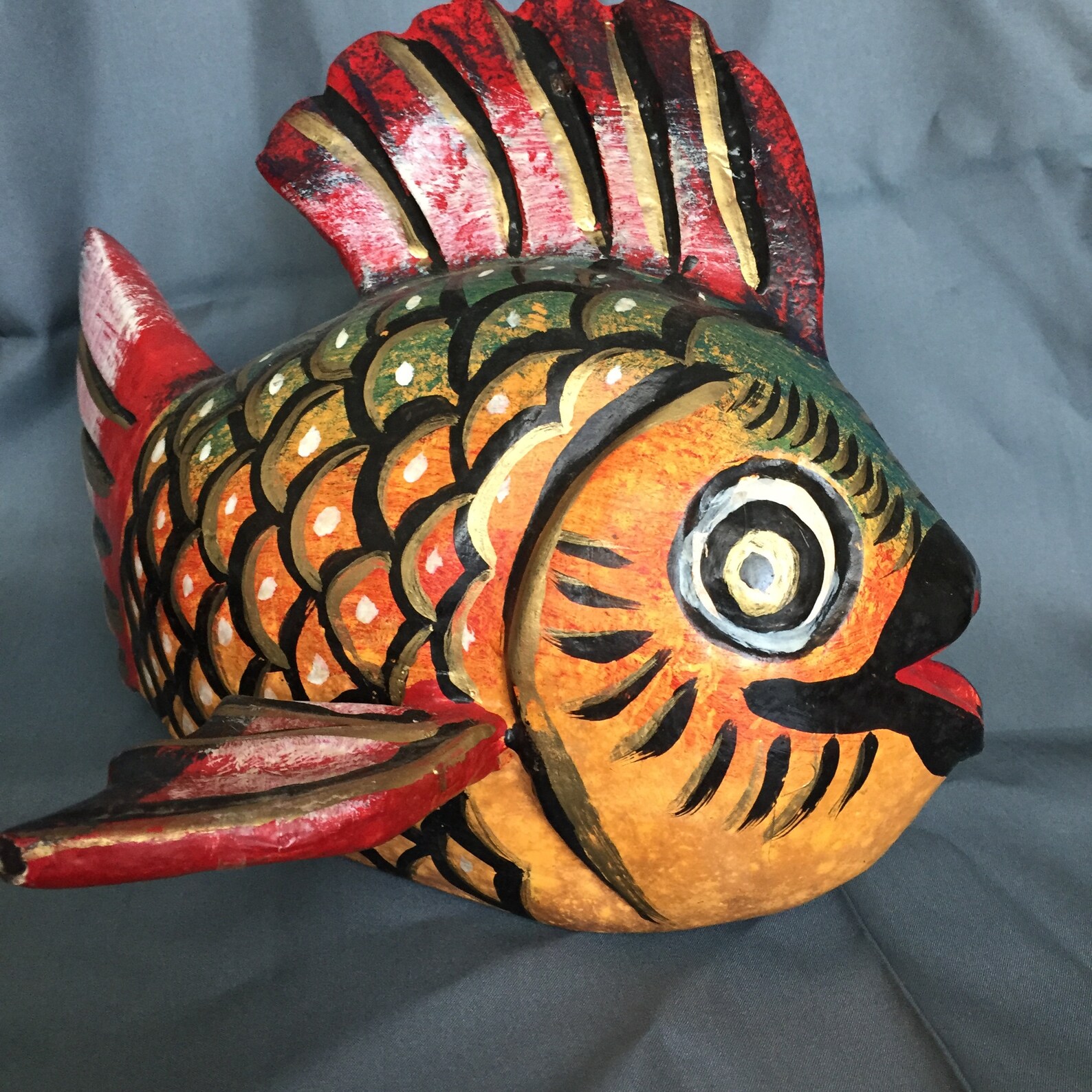 Mexican Fish Figure Statue Vintage Guerrero Tzompantle Wood - Etsy