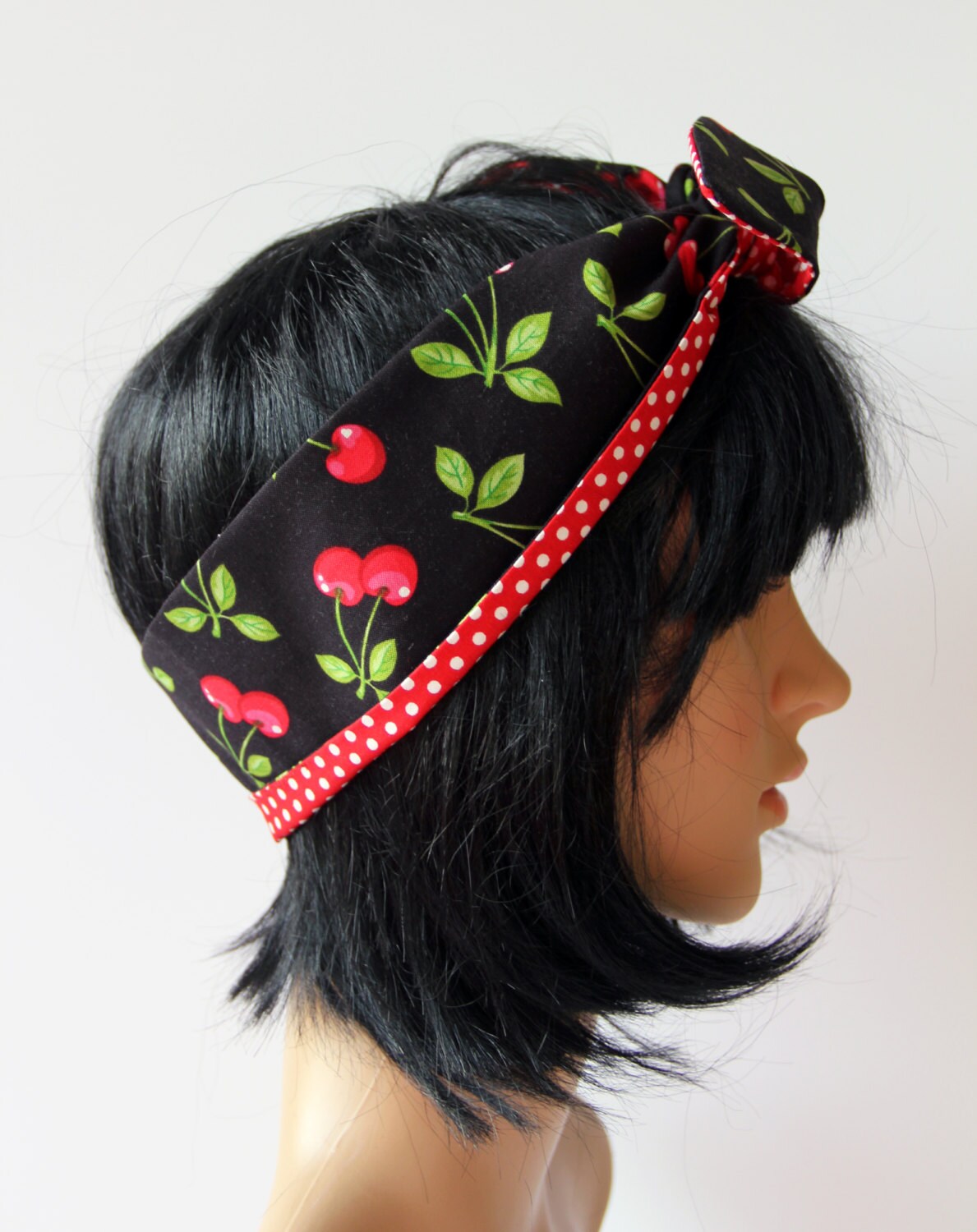 Cherries Reversible 50s Retro Hair Wrap Head Scarf | Etsy