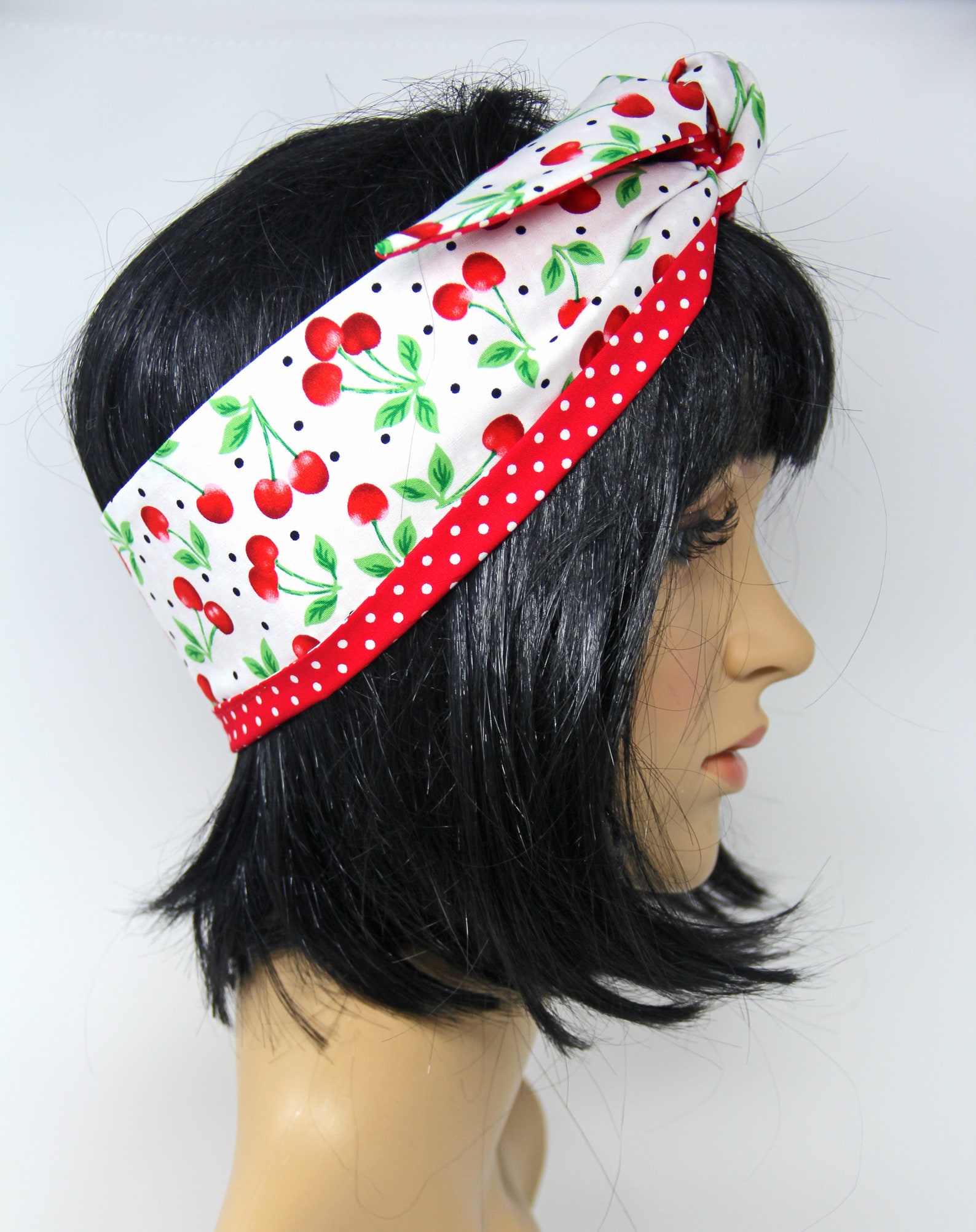 Cherries Reversible 50s Retro Hair Wrap Head Scarf | Etsy
