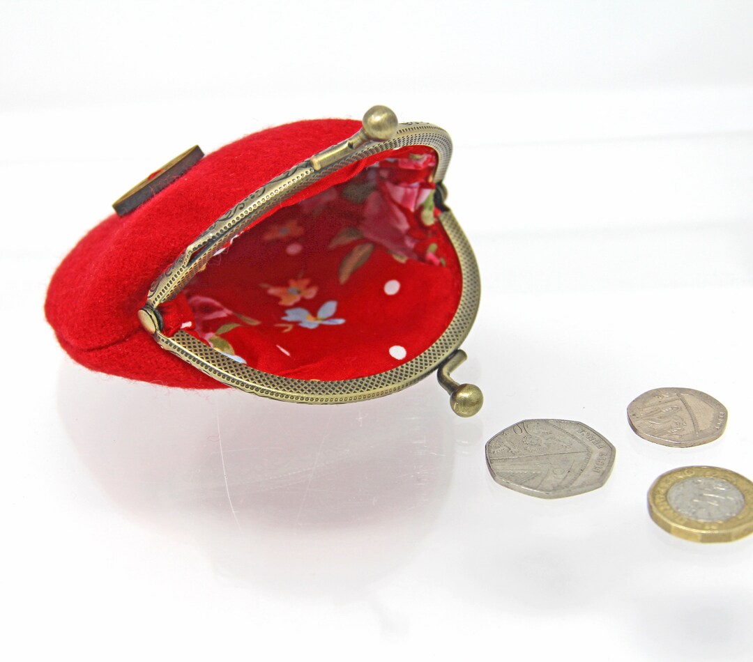 Bright Red Tweed Coin Purse, Fully Lined, Matching Handbag Available ...