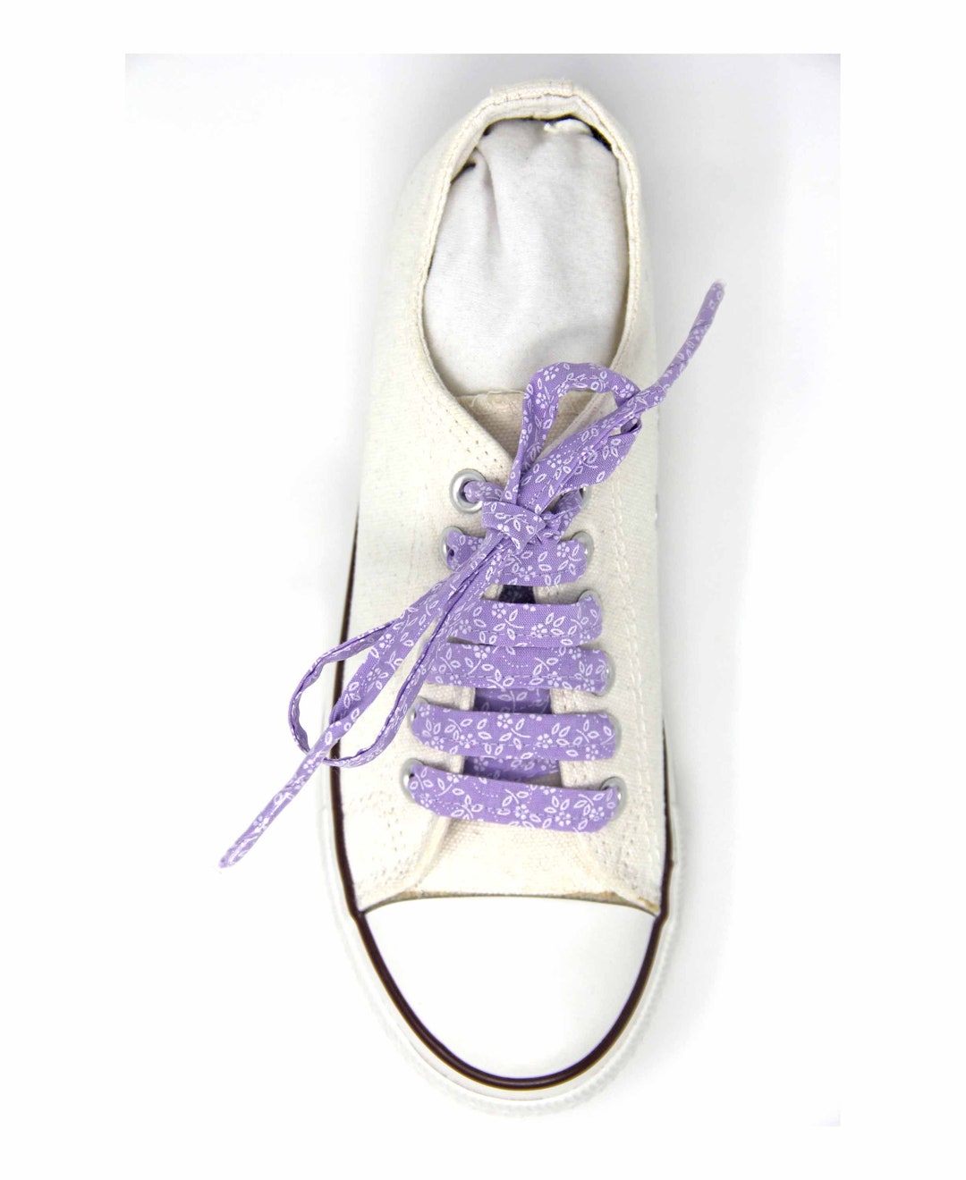 Lilac Floral Fabric Shoelaces, Summer Shoes, Vintage Style, Canvas ...