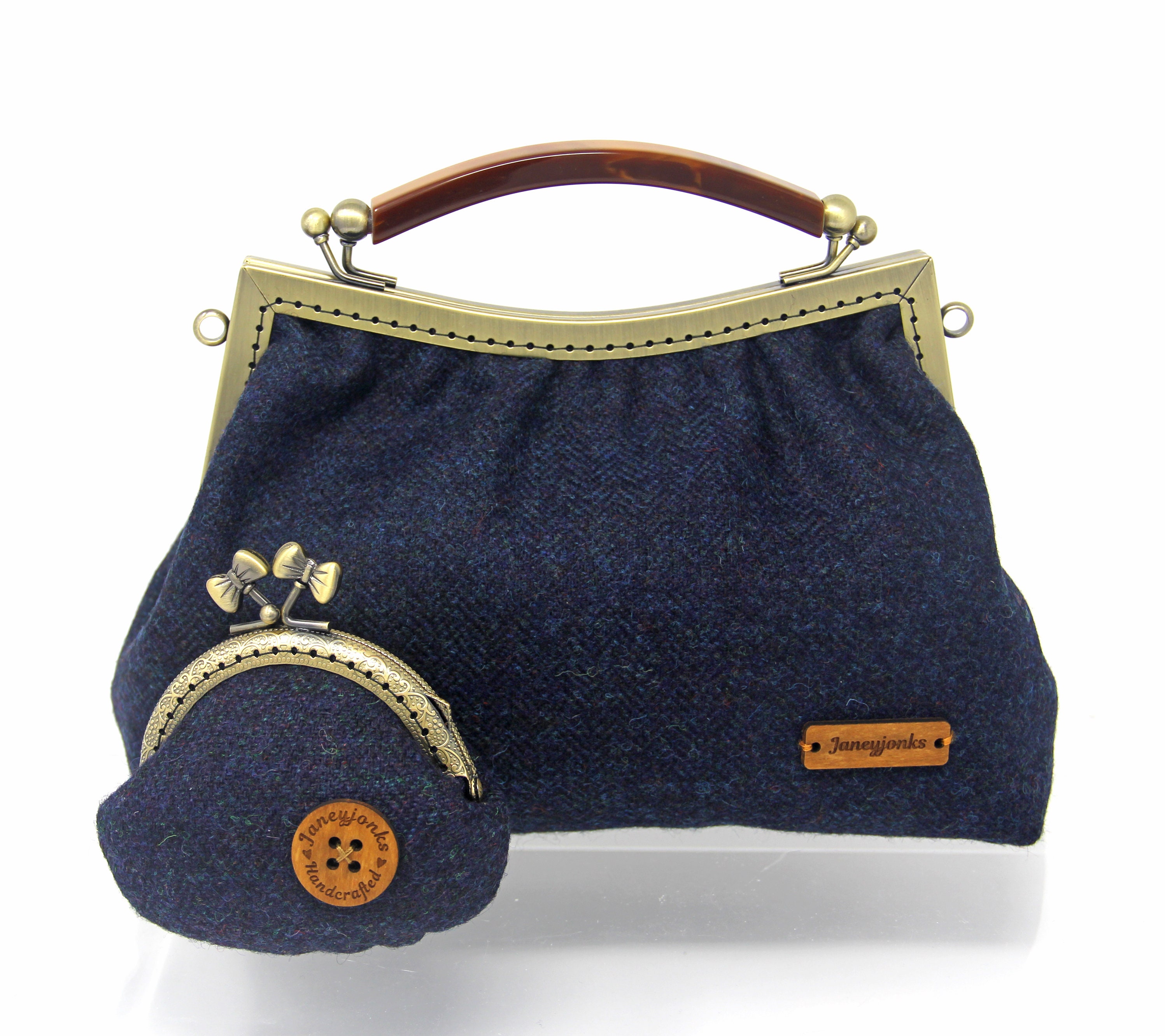 Navy Blue Tweed Coin Purse, Fully Lined, Matching Handbag Available ...