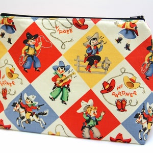 Cute Cowboys and Cowgirls Pencil Case, Retro Vintage, Makeup and Wash ...