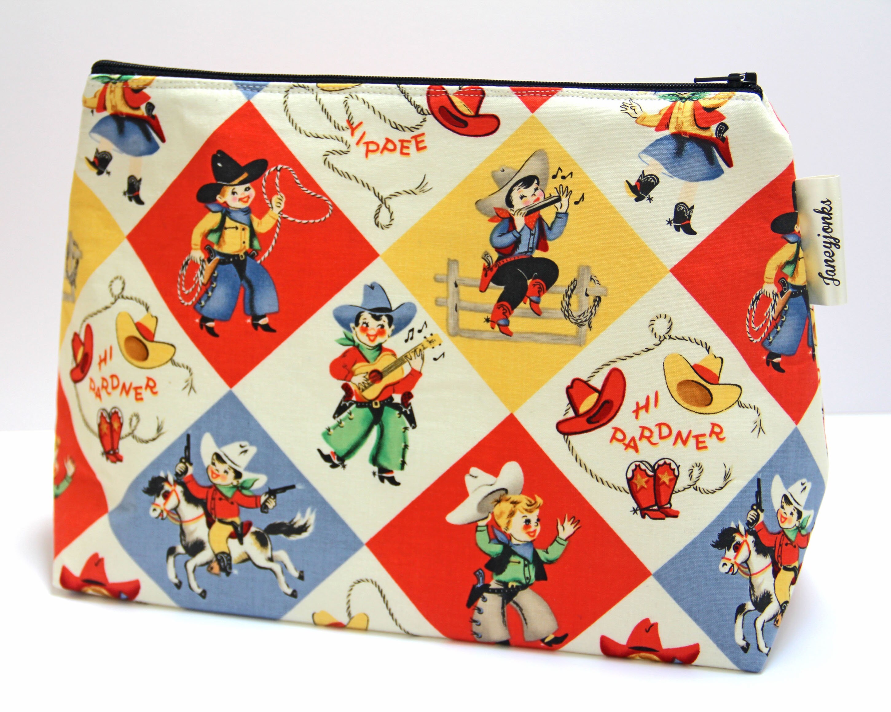 Cute Cowboys and Cowgirls Pencil Case, Retro Vintage, Makeup and Wash ...