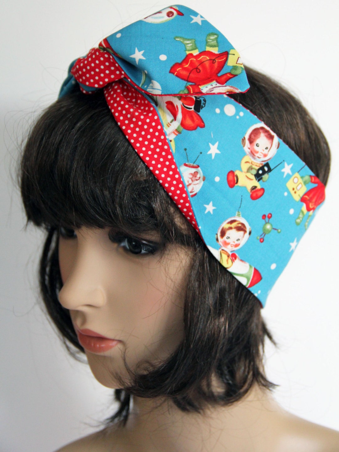 Cute Rocket Rascals Retro Reversible Hair Wrap | 50's Style | Head ...