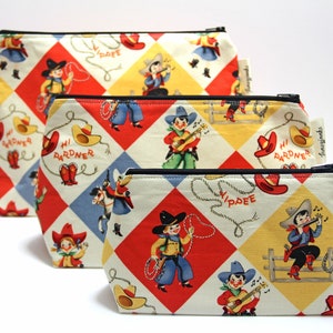 Cute Cowboys and Cowgirls Pencil Case, Retro Vintage, Makeup and Wash ...