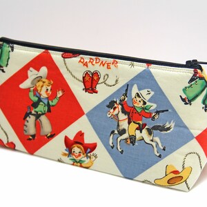 Cute Cowboys and Cowgirls Pencil Case, Retro Vintage, Makeup and Wash ...