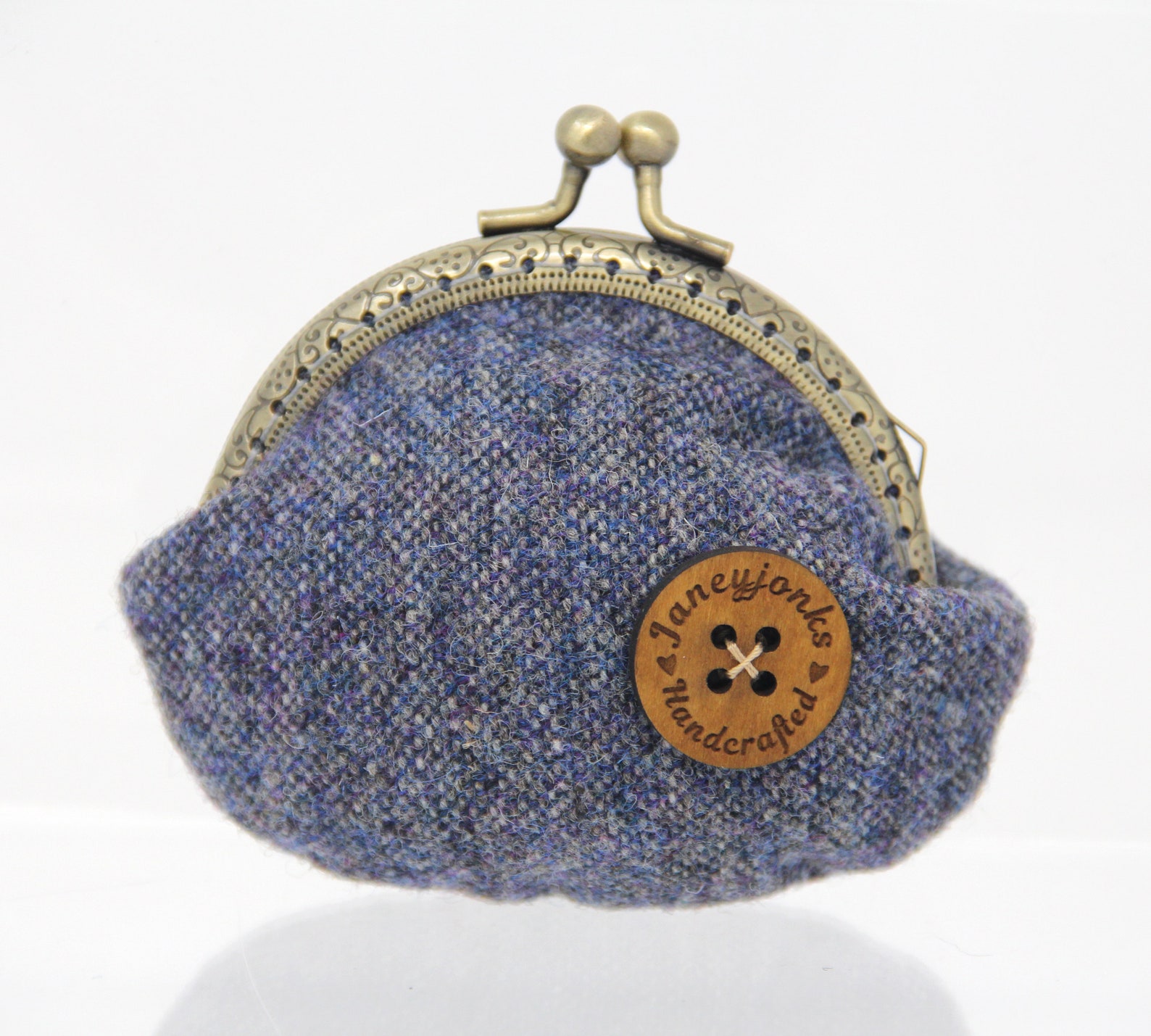 Mid Blue Flecked Tweed Evening Purse Bag, Fully Lined, Removable ...