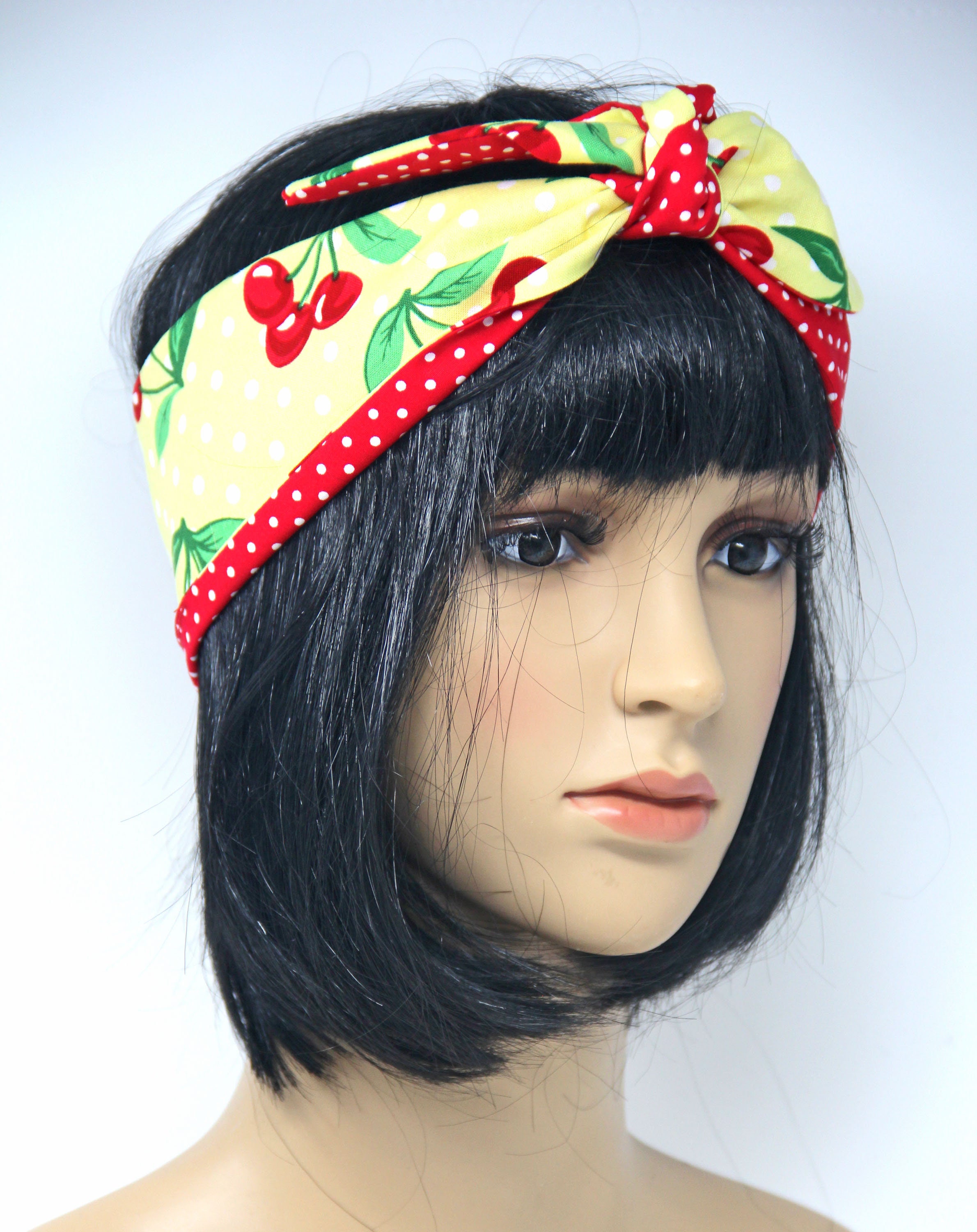 Cherries Reversible 50’s Retro Hair Wrap | Head Scarf | Bandana ...