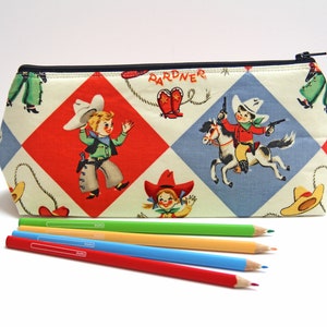 Cute Cowboys and Cowgirls Pencil Case, Retro Vintage, Makeup and Wash ...