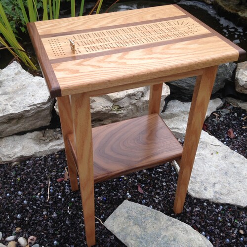 Handcrafted Wood Cribbage Table Side Table With Wood - Etsy