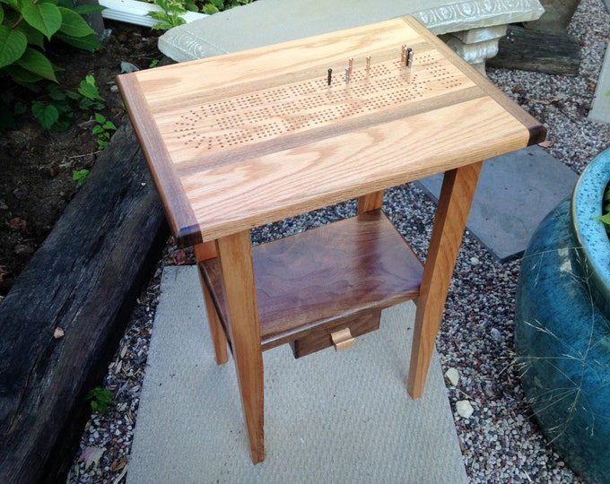 Handcrafted Wood Cribbage Table Side Table With Wood - Etsy