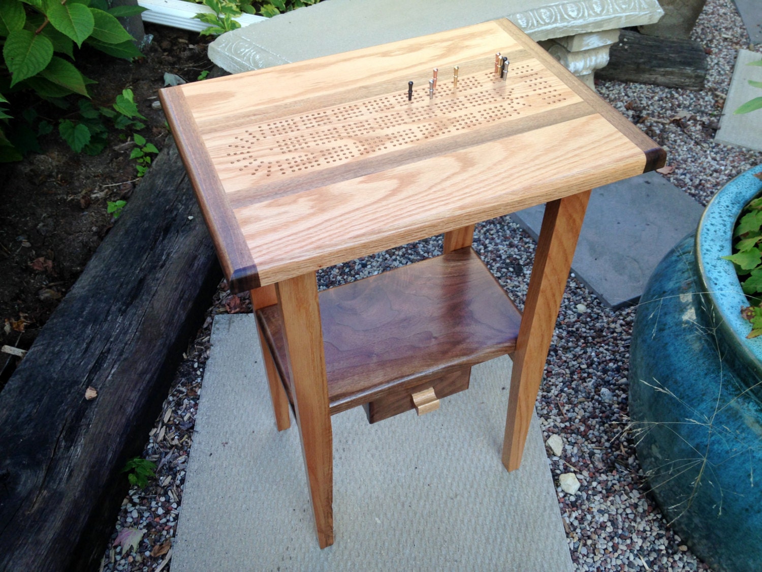 Handcrafted Wood Cribbage Table Side Table With Wood | Etsy