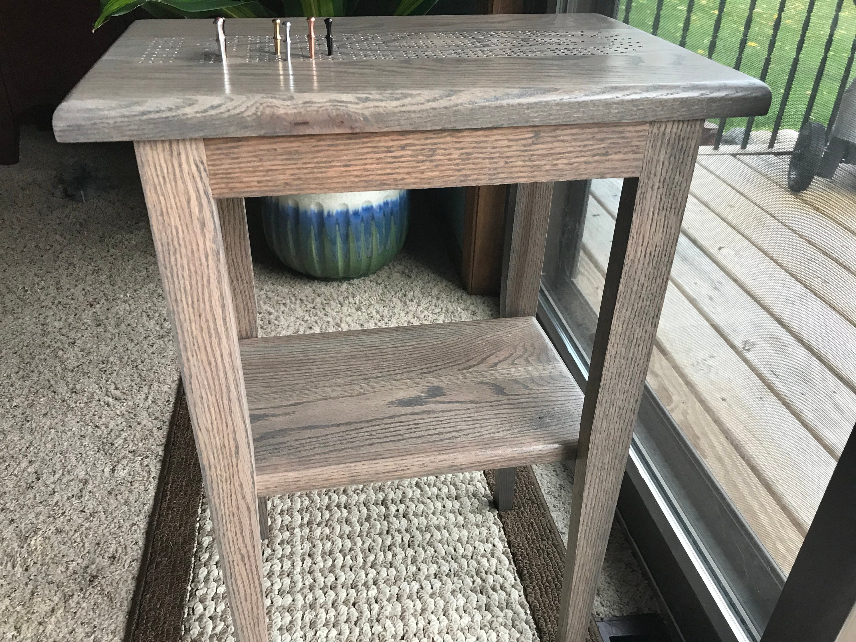 Handcrafted Stained Wood Cribbage Table Side Table | Etsy