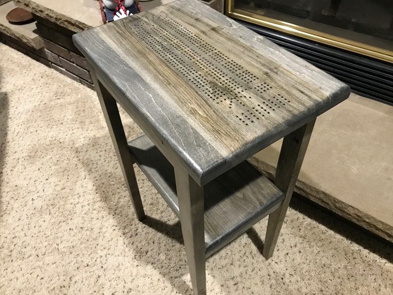 Handcrafted Stained Wood Cribbage Table Side Table - Etsy