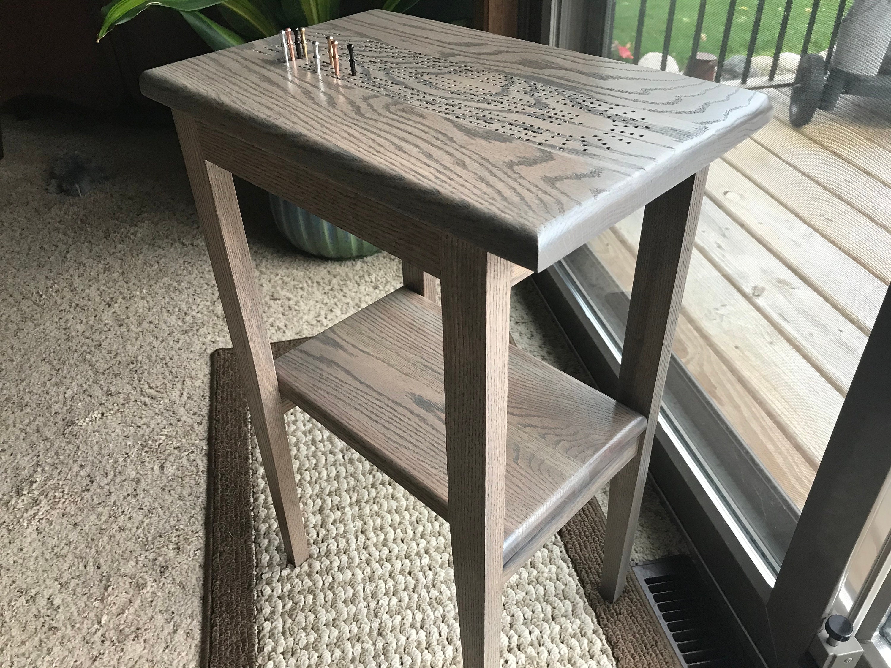 Handcrafted Stained Wood Cribbage Table Side Table | Etsy