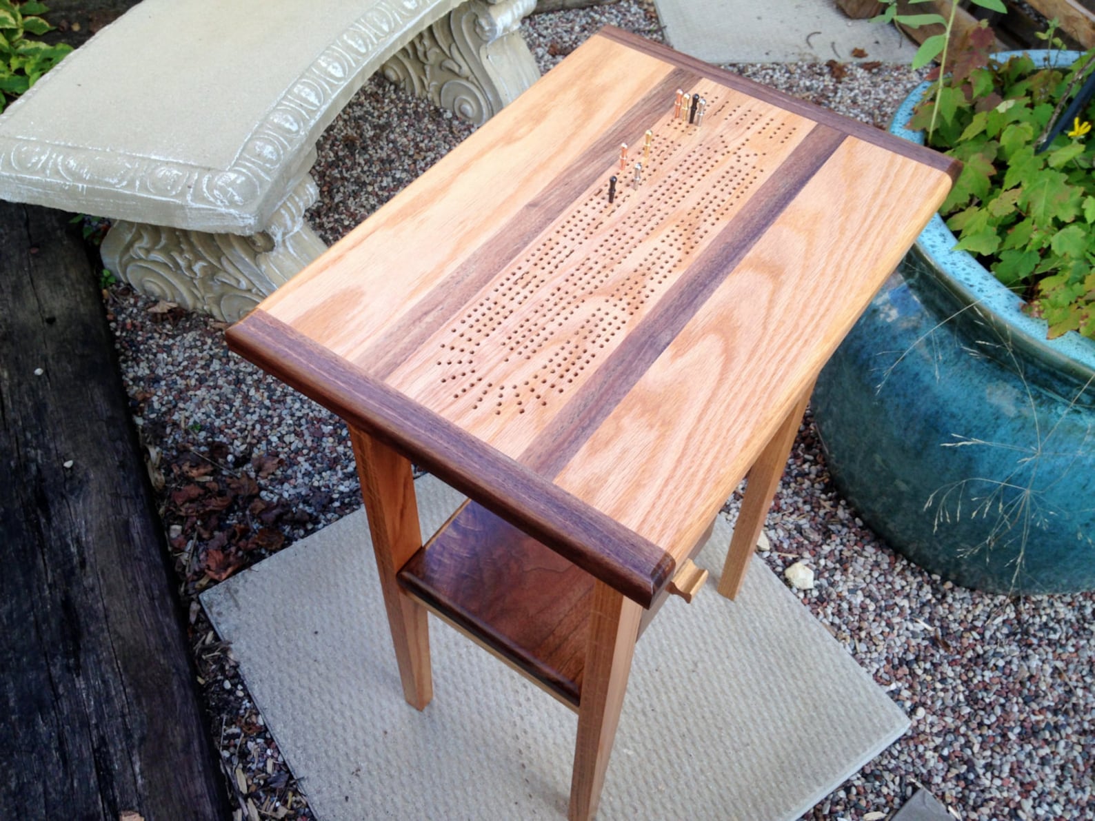Handcrafted Wood Cribbage Table Side Table With Wood | Etsy