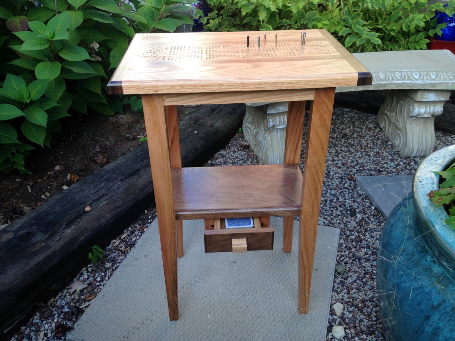 Handcrafted Wood Cribbage Table Side Table With Wood | Etsy