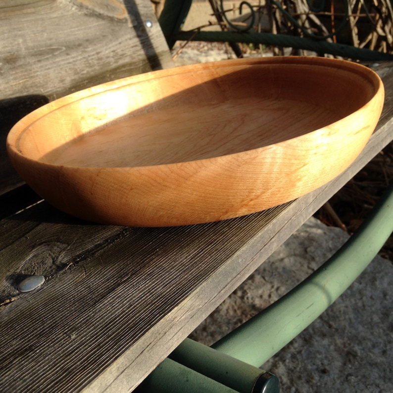 Hand Turned Shallow Wood Bowl Elegant Centerpiece Platter Art | Etsy