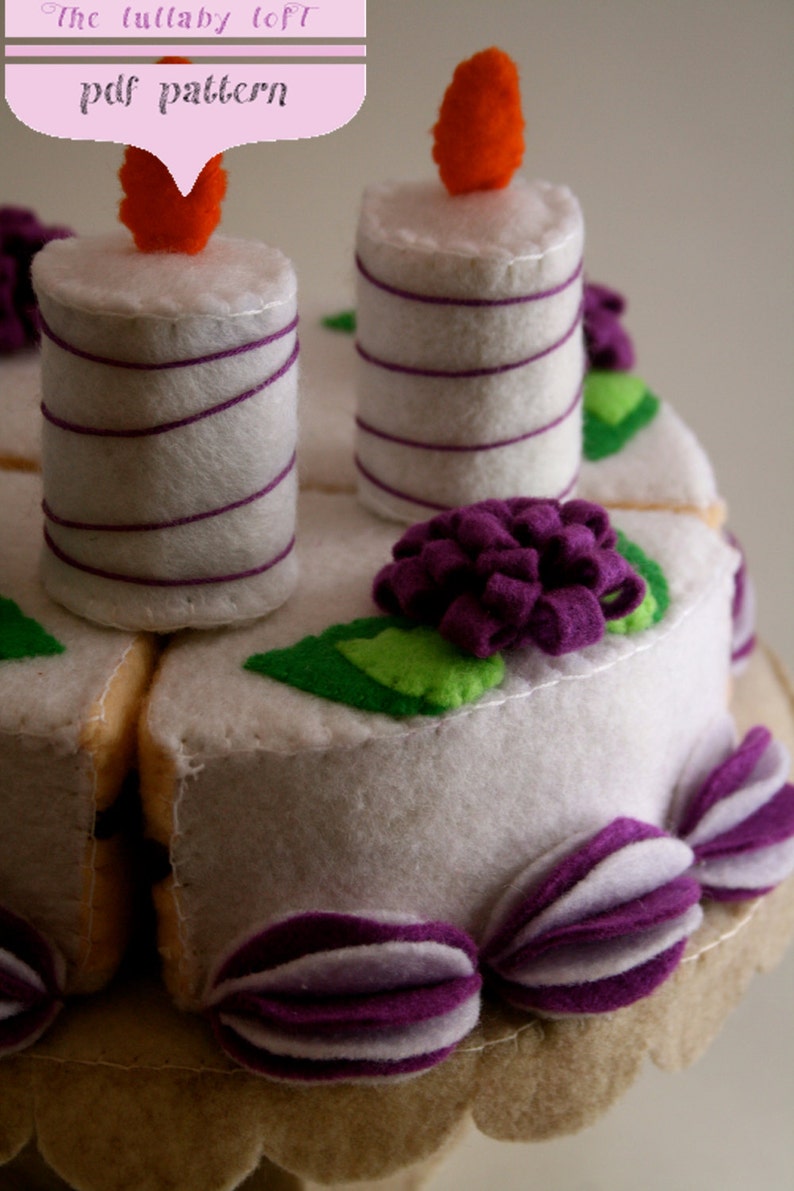 Felt Birthday Cake 2 Tier PDF PATTERN With Stand - Etsy