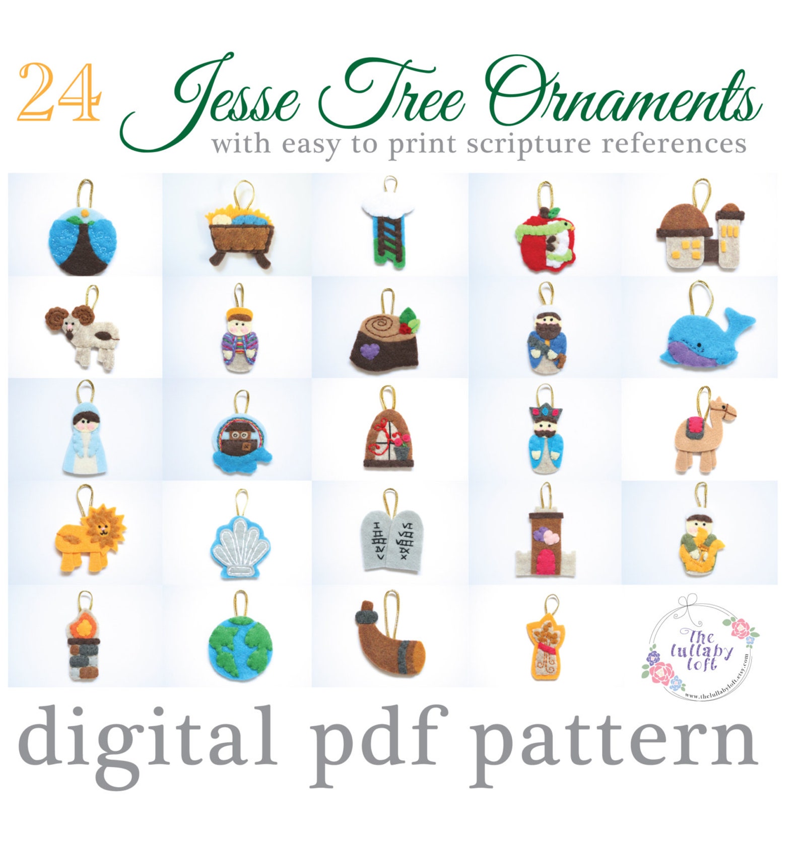 24 JESSE TREE Advent Ornaments PATTERN 24 Ornaments With - Etsy
