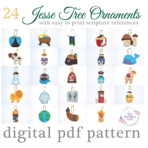 24 JESSE TREE Advent Ornaments PATTERN • 24 Ornaments With Easy to ...