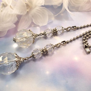 Set of Two, Clear Crystal Ceiling Fan Pulls, Crystal Light Pulls ...