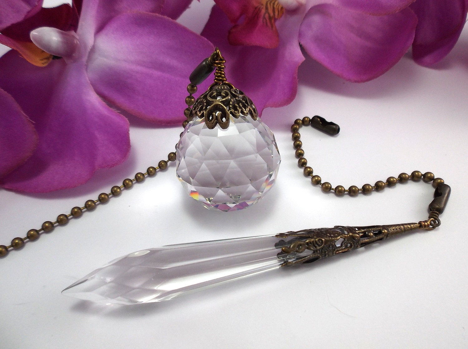 Set of Two Clear Crystal Ceiling Fan Pulls Light Pull Fan | Etsy