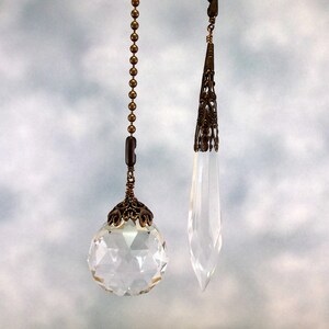 Set of Two, Clear Crystal Ceiling Fan Pulls, Light Pull, Fan Pull ...