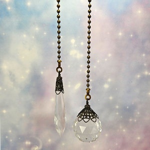 Crystal Ceiling Fan Pulls: Bronze Ball Chain, Light/lamp Decor (set of ...