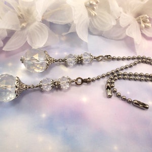 Set of Two, Clear Crystal Ceiling Fan Pulls, Crystal Light Pulls ...