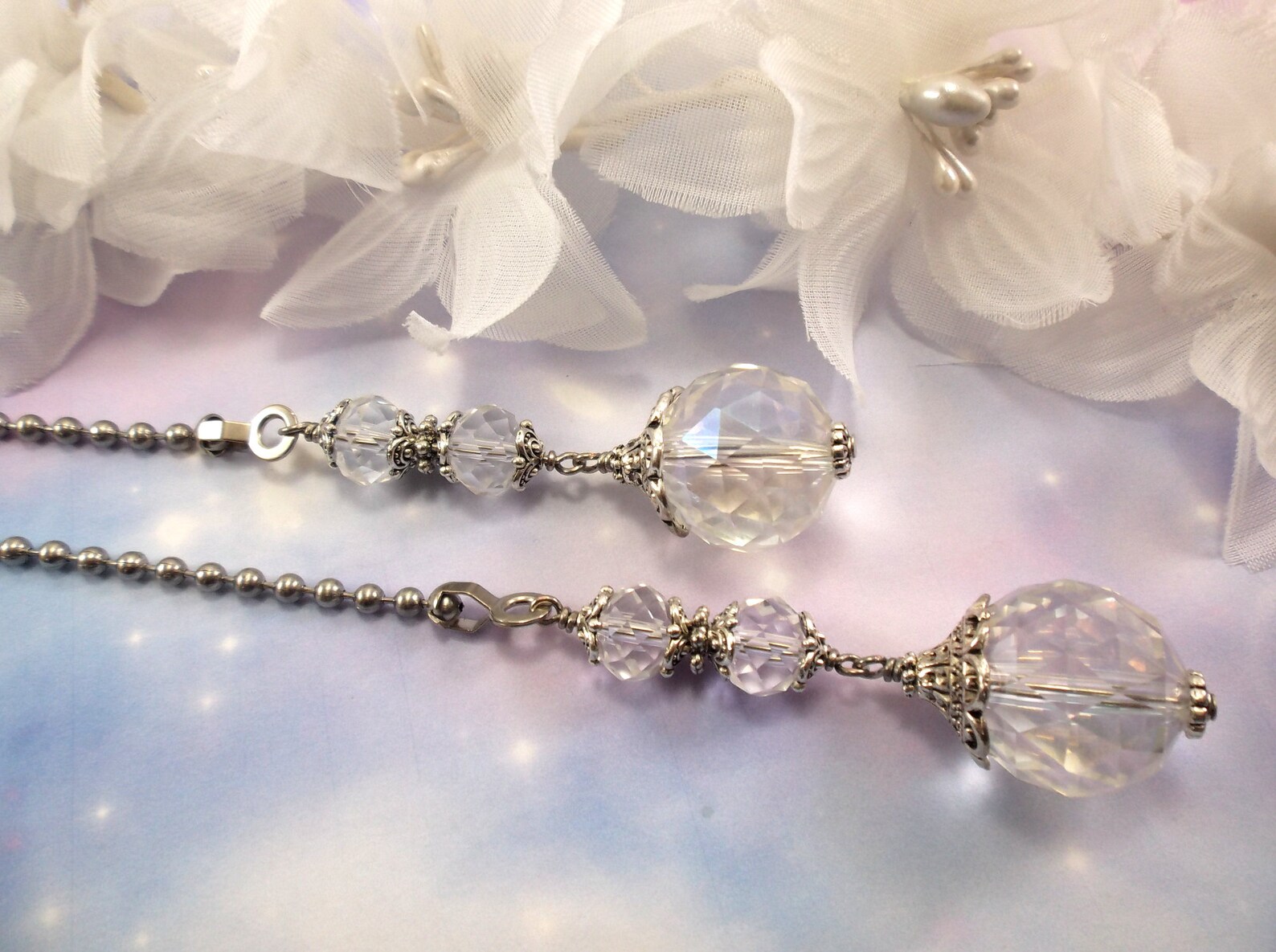 Set of Two Clear Crystal Ceiling Fan Pulls Crystal Light - Etsy