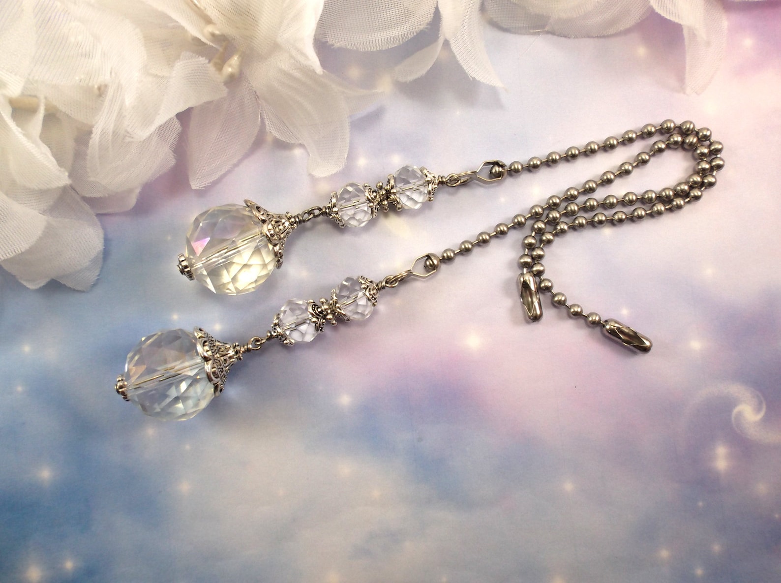 Set of Two Clear Crystal Ceiling Fan Pulls Crystal Light | Etsy
