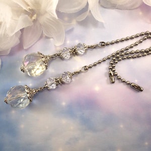 Set of Two, Clear Crystal Ceiling Fan Pulls, Crystal Light Pulls ...