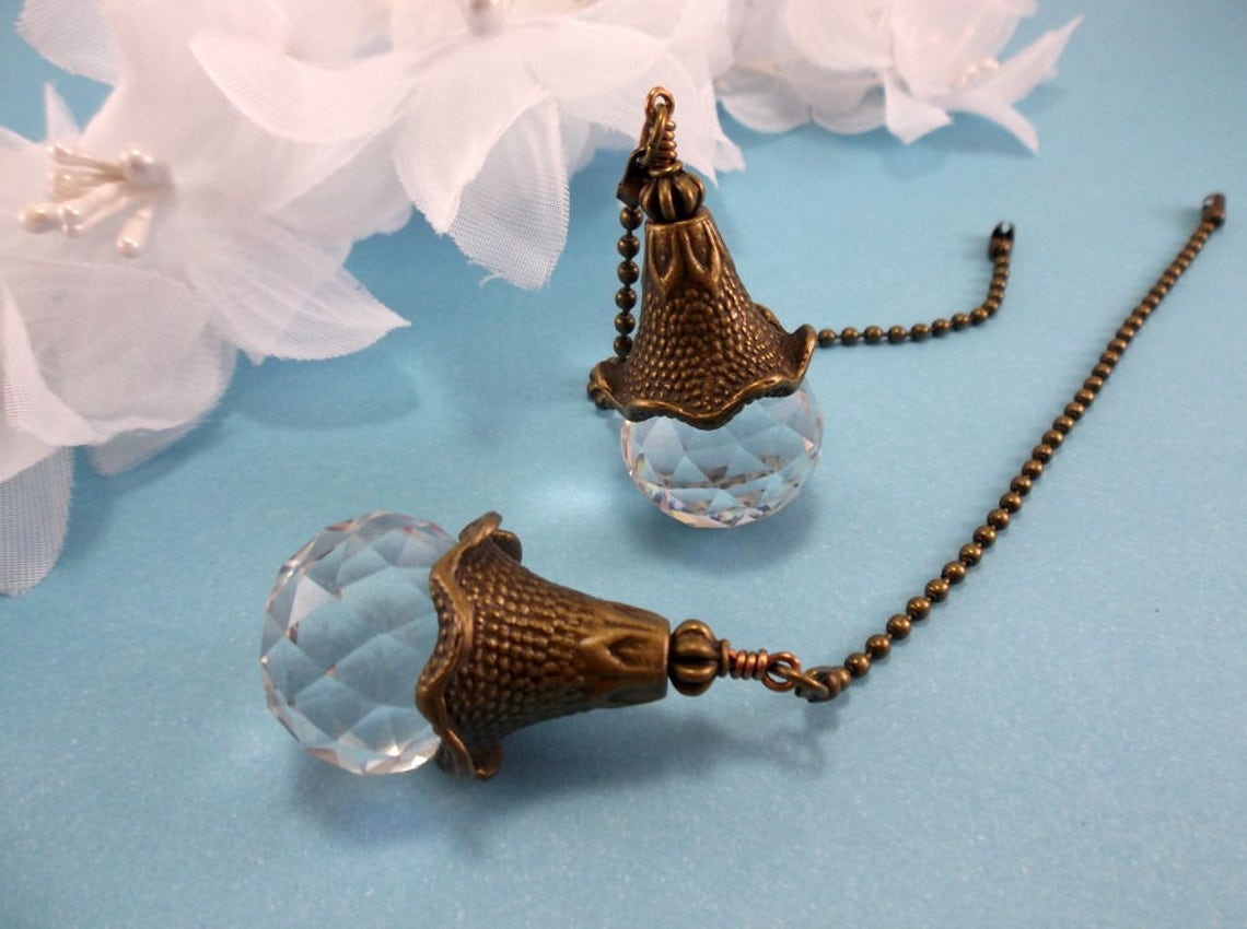 Clear Crystal Ceiling Fan Pull Set Crystal Light Pull Ball - Etsy
