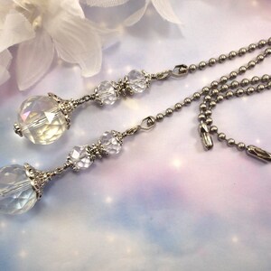 Set of Two, Clear Crystal Ceiling Fan Pulls, Crystal Light Pulls ...