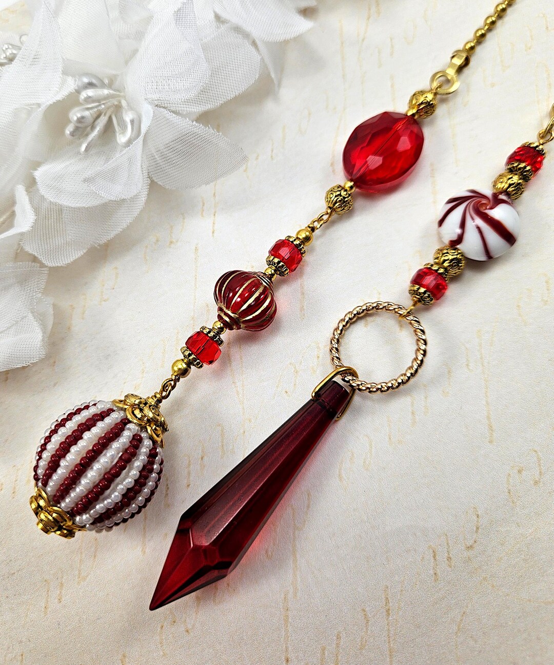 Red Crystal Ceiling Fan Pulls, Christmas Themed, Light or Lamp Pulls ...