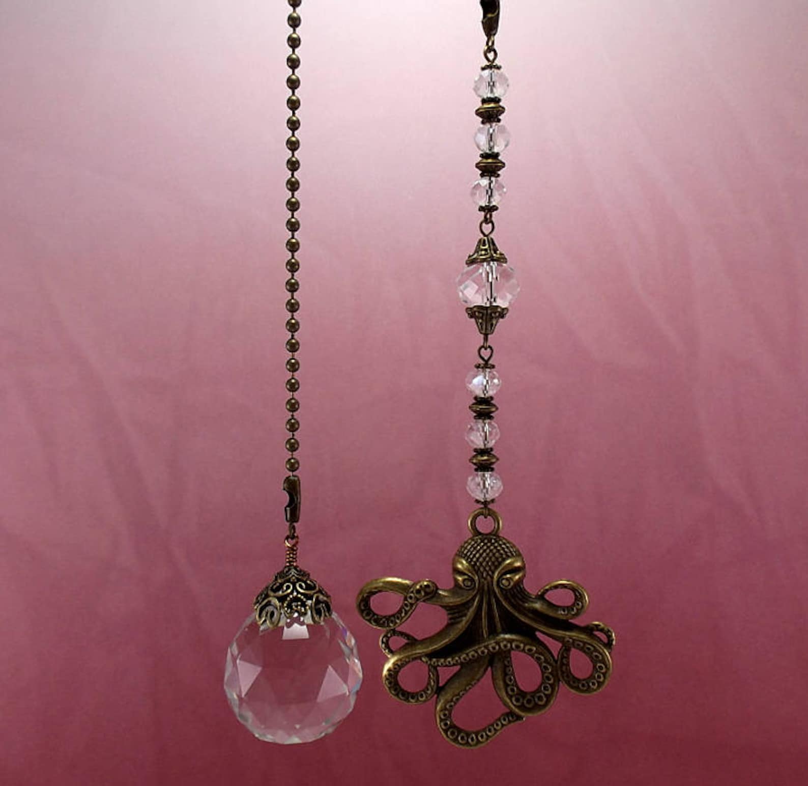 Octopus and Crystal Ceiling Fan Pull Set Ceiling Fan Pull - Etsy