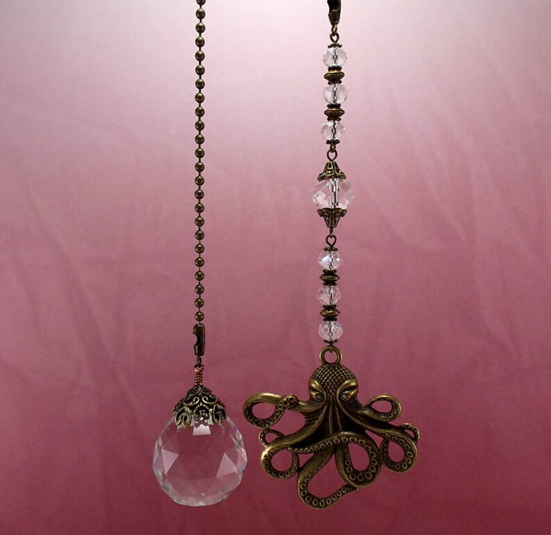 Octopus and Crystal Ceiling Fan Pull Set Ceiling Fan Pull - Etsy