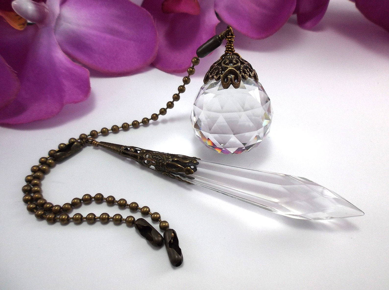 Set of Two Clear Crystal Ceiling Fan Pulls Light Pull Fan - Etsy