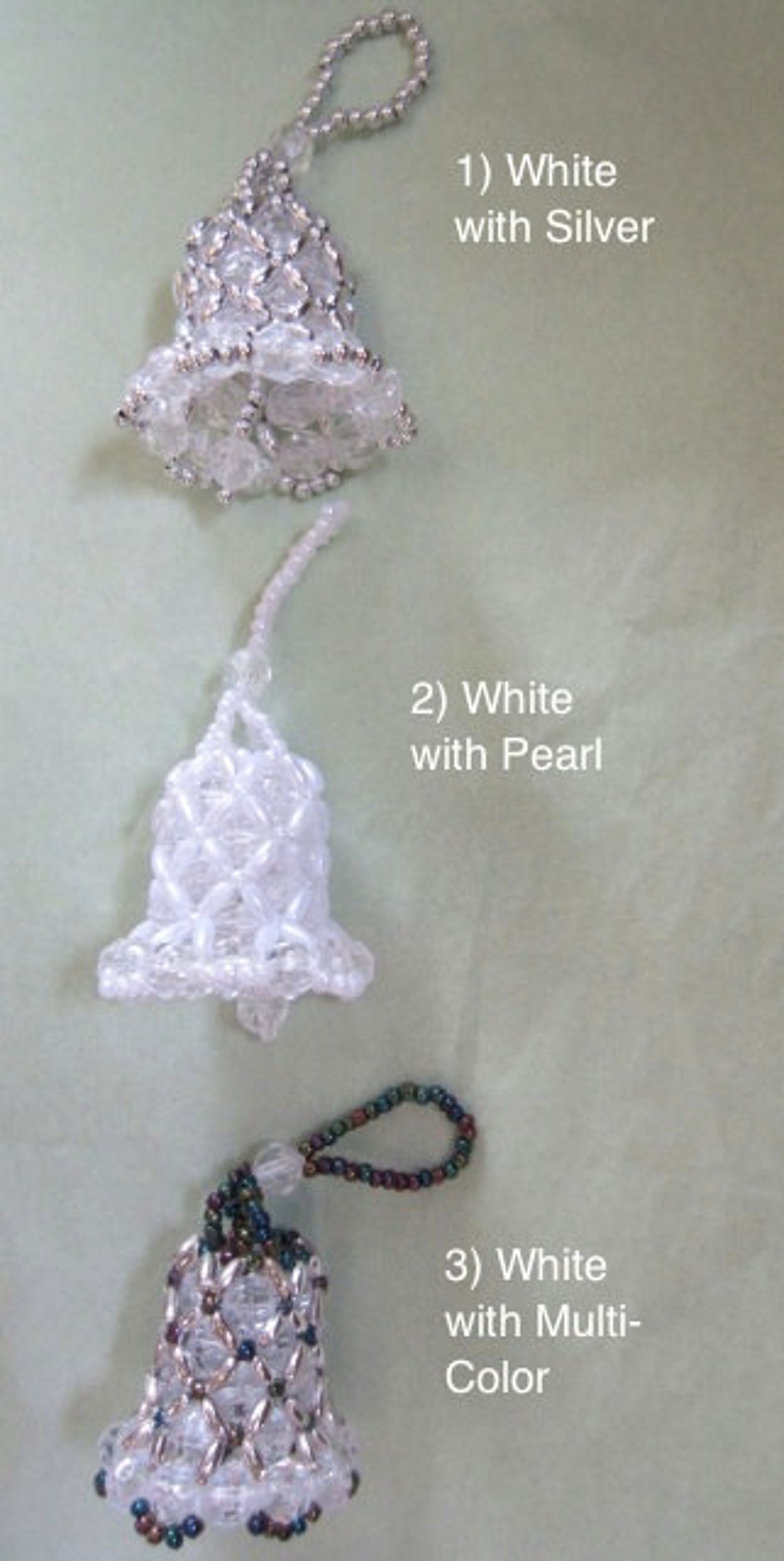 Bell Beaded Ornament - Pretty Whites - Etsy