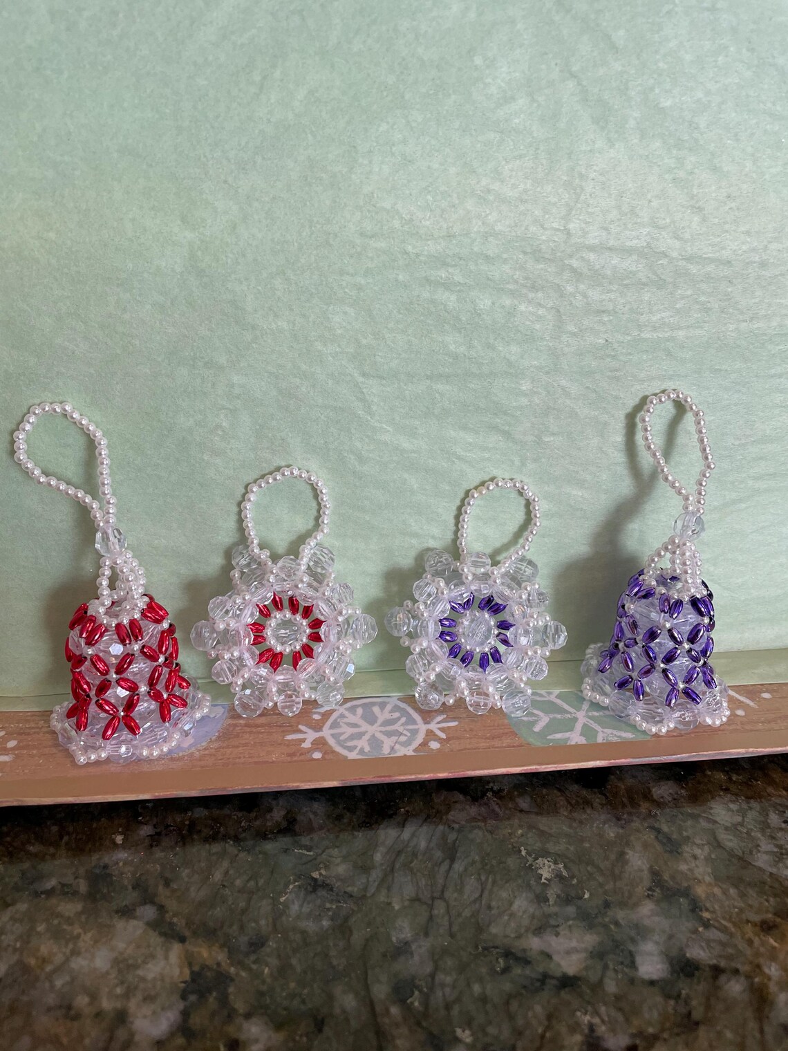 Bell Beaded Ornament - Pretty Whites W Purple - Etsy