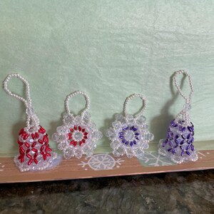 Bell Beaded Ornament - Pretty Whites W Purple - Etsy