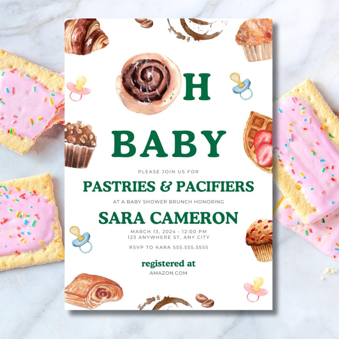 Pastries & Pacifiers Baby Shower Invitation Template - Etsy