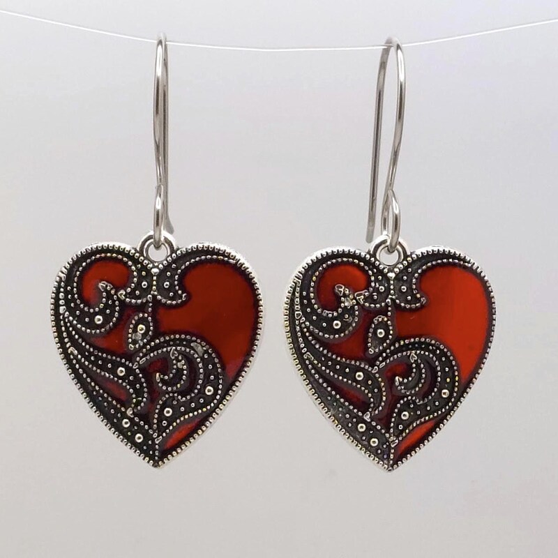 Heart Marcasite Earrings - Etsy