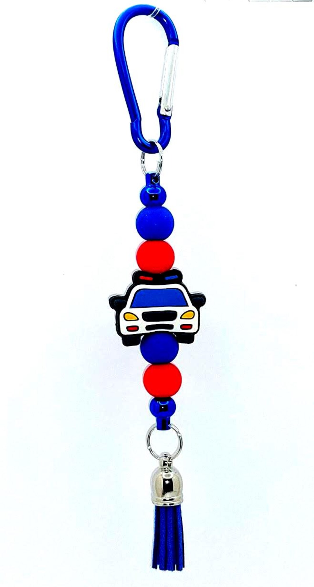 POLICE OFFICER Silicone Beaded Keychain Bag Charm | First Responder Law ...