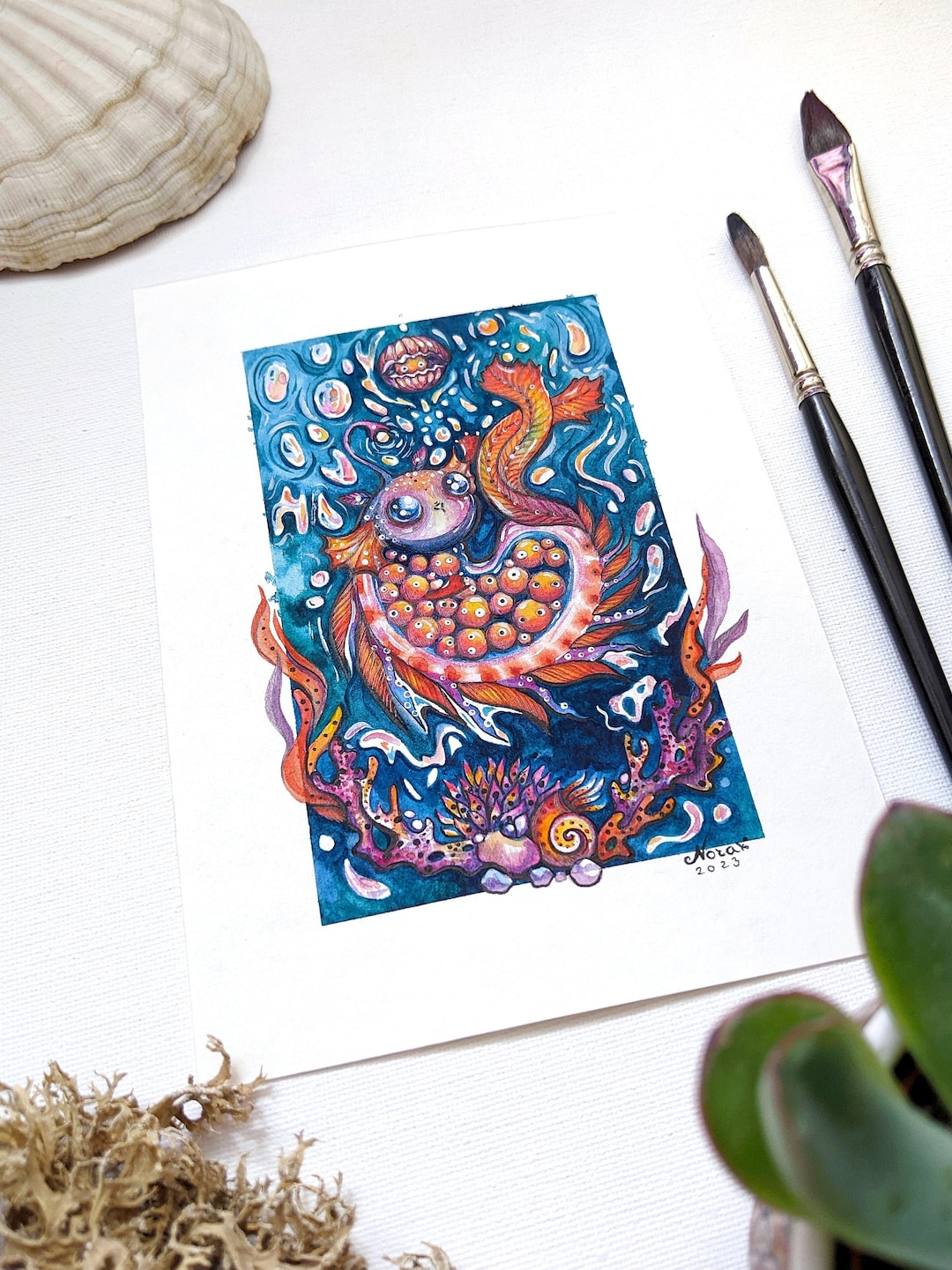 Cute Sea Creature Painting | Original Watercolour | Ocean Creature ...
