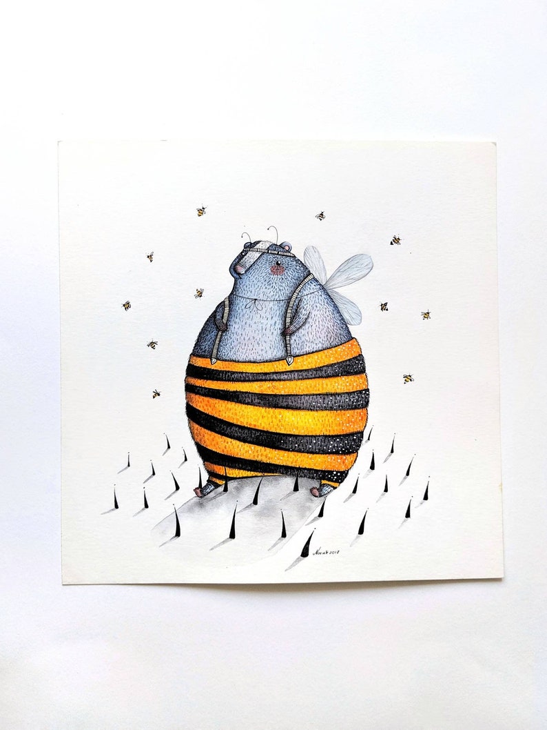 Bumble Bear - Bear Illustration - Original Watercolor Painting ...