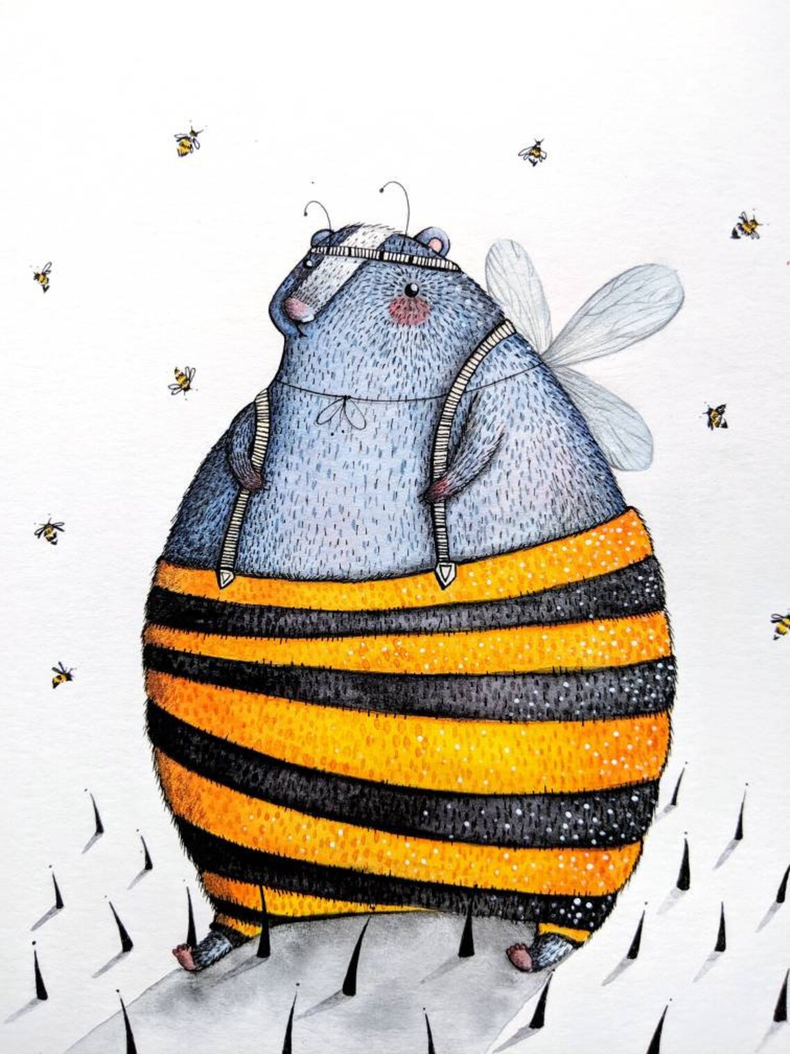 Bumble Bear - Bear Illustration - Original Watercolor Painting ...